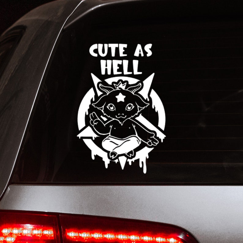 Car Decal Baphomet Satan Devil Cute as Hell Vinyl Decal - Etsy