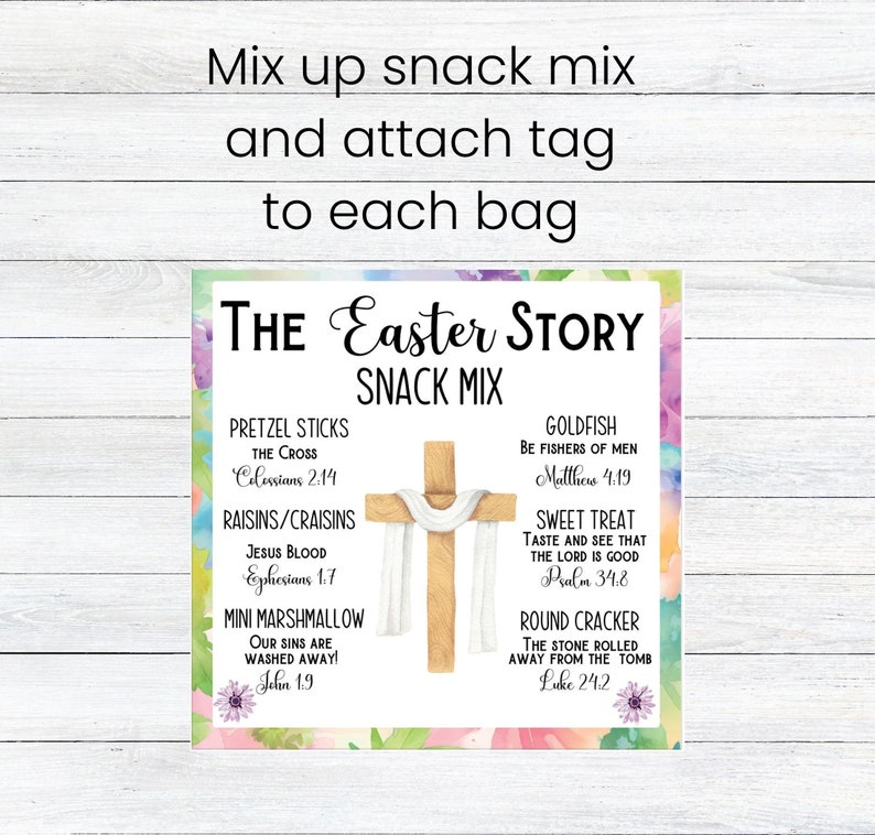 Easter Story Snack Mix Tags, Easter Gift Tag, Sunday School Gift Tag ...