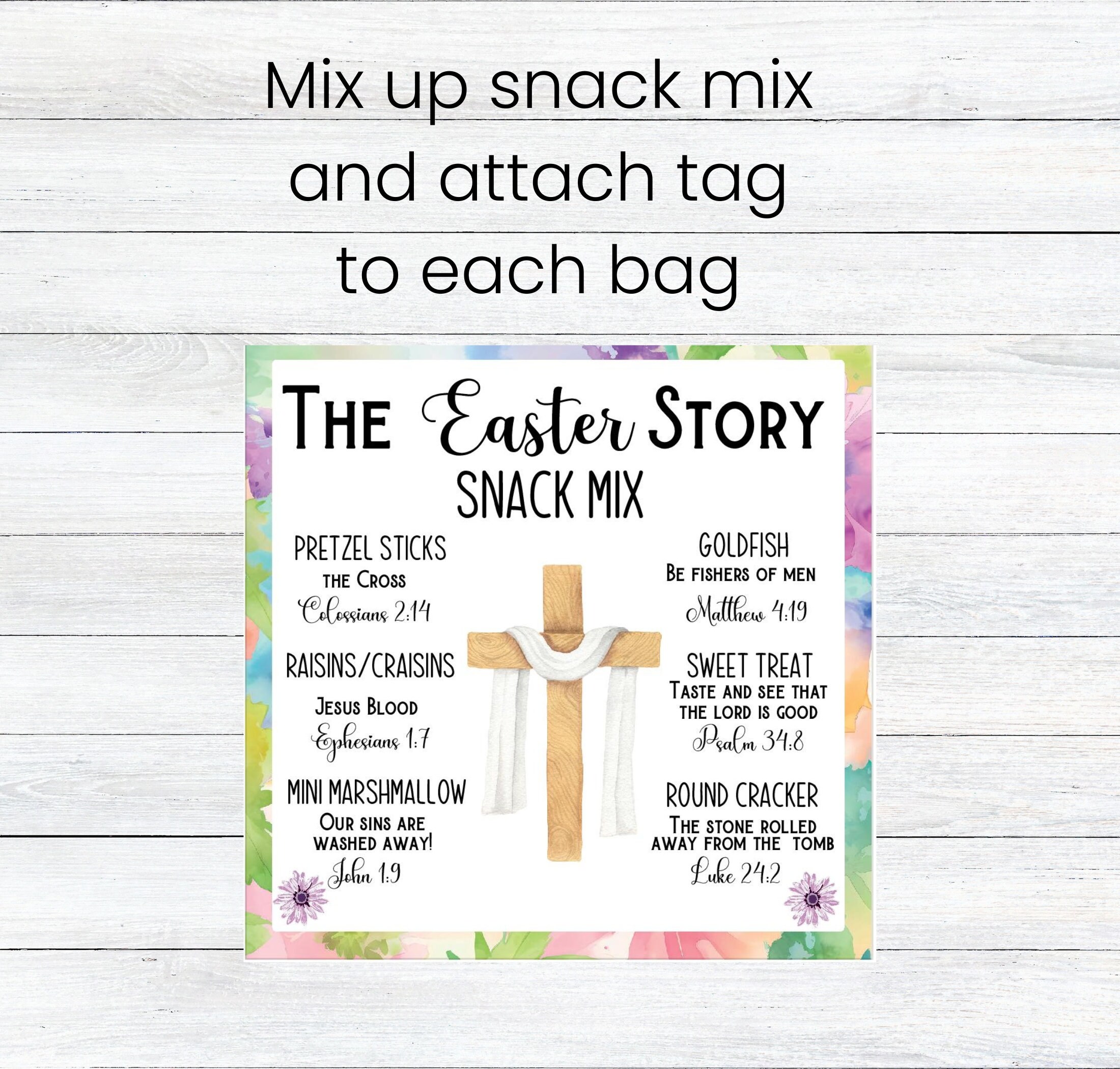 Easter Story Snack Mix Tags, Easter Gift Tag, Sunday School Gift Tag ...