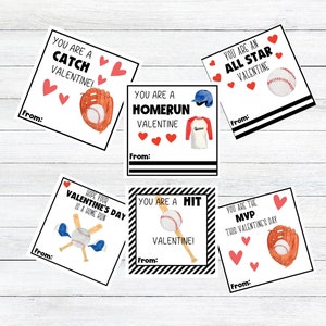 Baseball Valentine Cards Printable, Baseball Valentine's Gift Tag ...