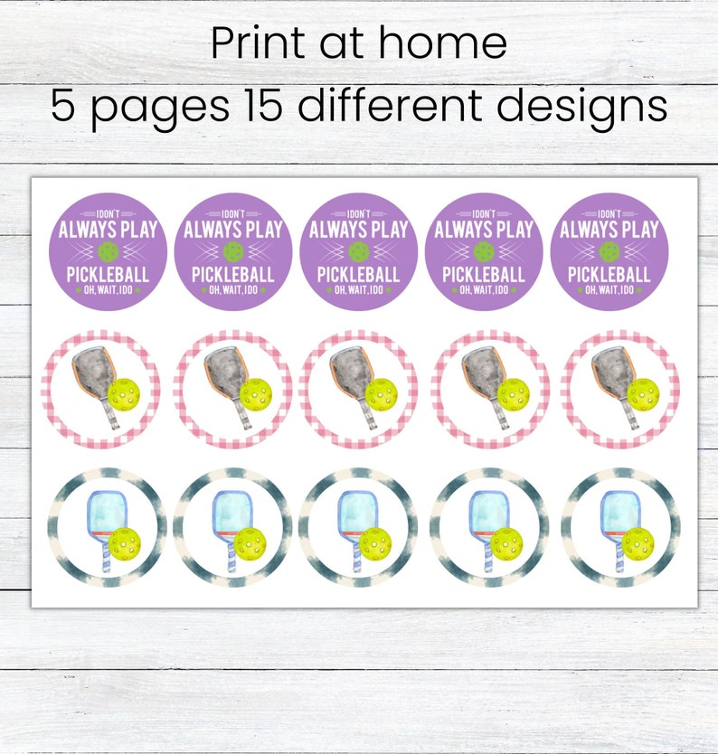 Pickleball Cupcake Toppers, Pickleball Stickers, Pickleball Party Decor ...