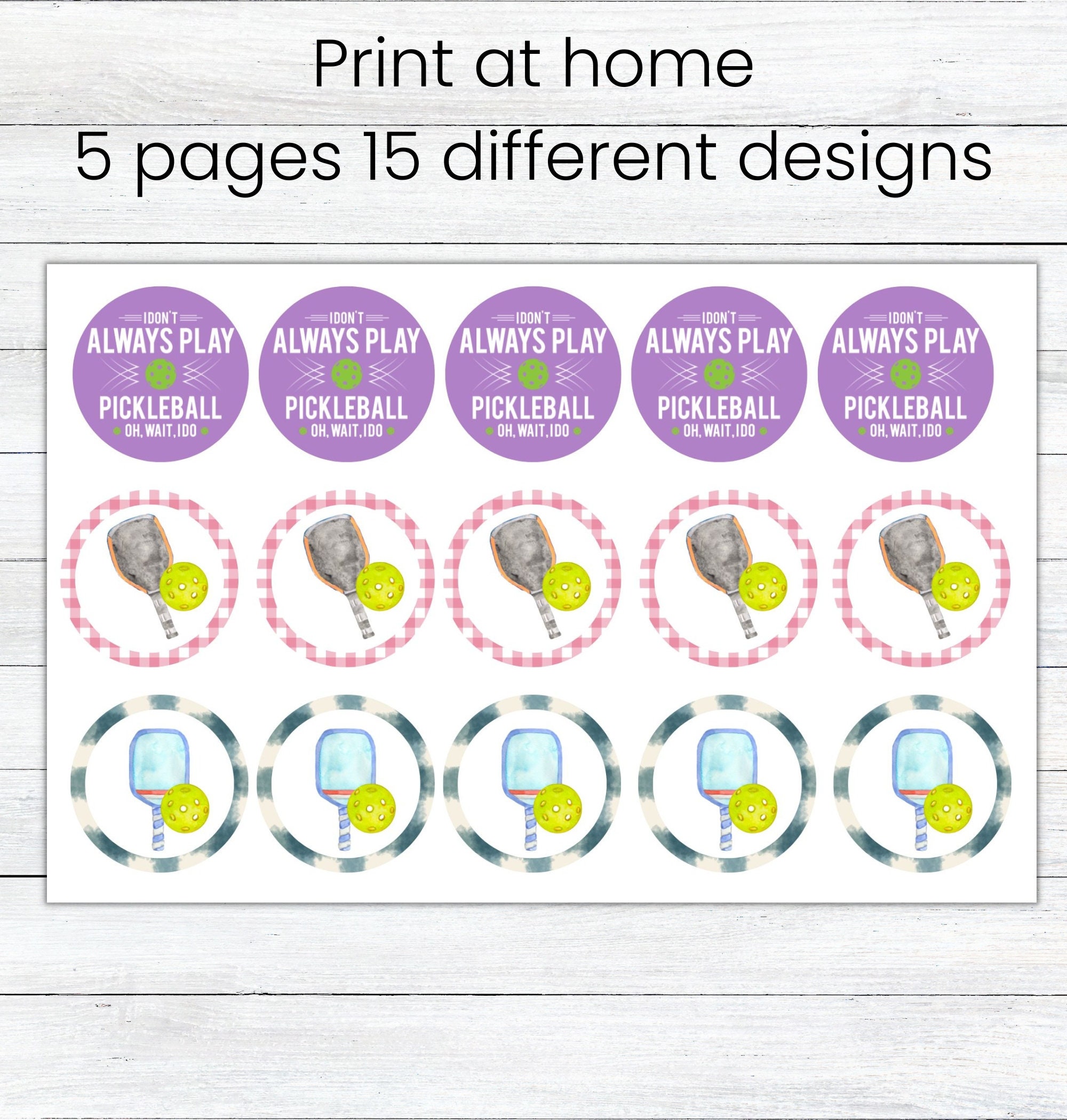 Pickleball Cupcake Toppers, Pickleball Stickers, Pickleball Party Decor ...