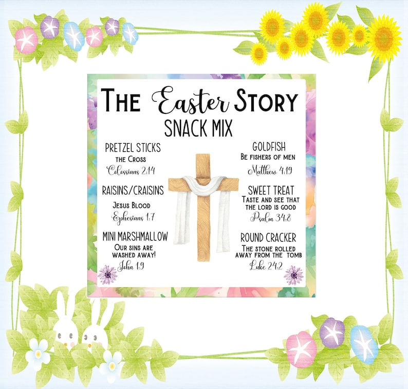 Easter Story Snack Mix Tags, Easter Gift Tag, Sunday School Gift Tag ...