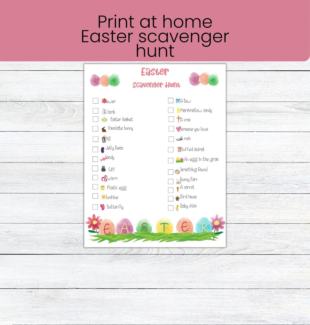 Easter Kids Scavenger Hunt, Digital Download, Indoor Outdoor Scavenger ...