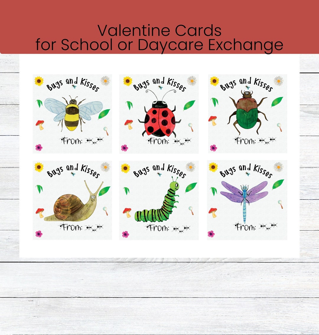 Printable Bugs Valentines, Boys Printable Valentines, Classroom ...