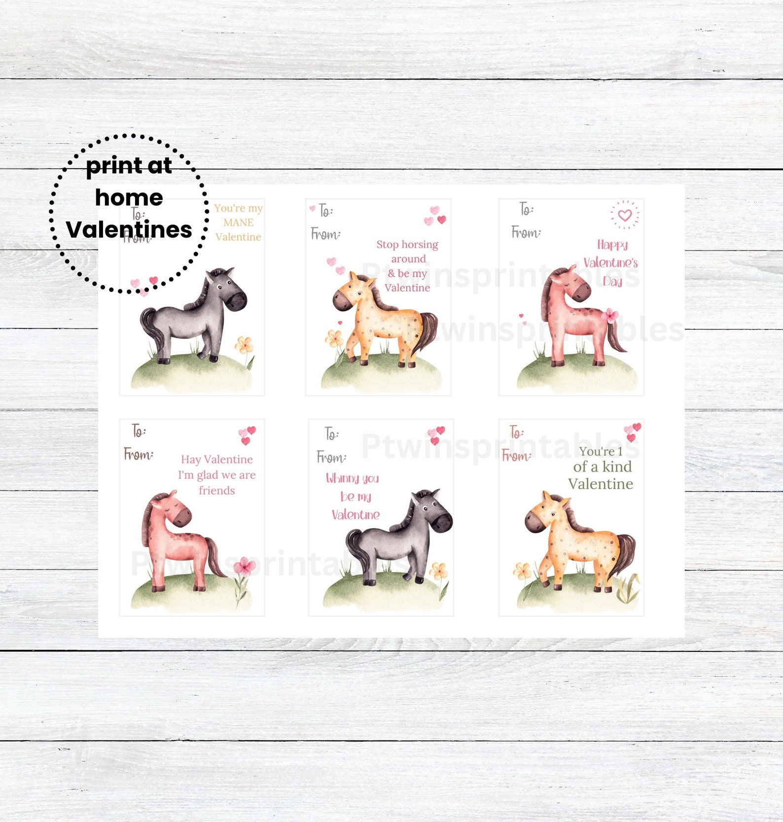 Horse Valentine's Day Cards for School, Printable Pony Valentine's Day ...
