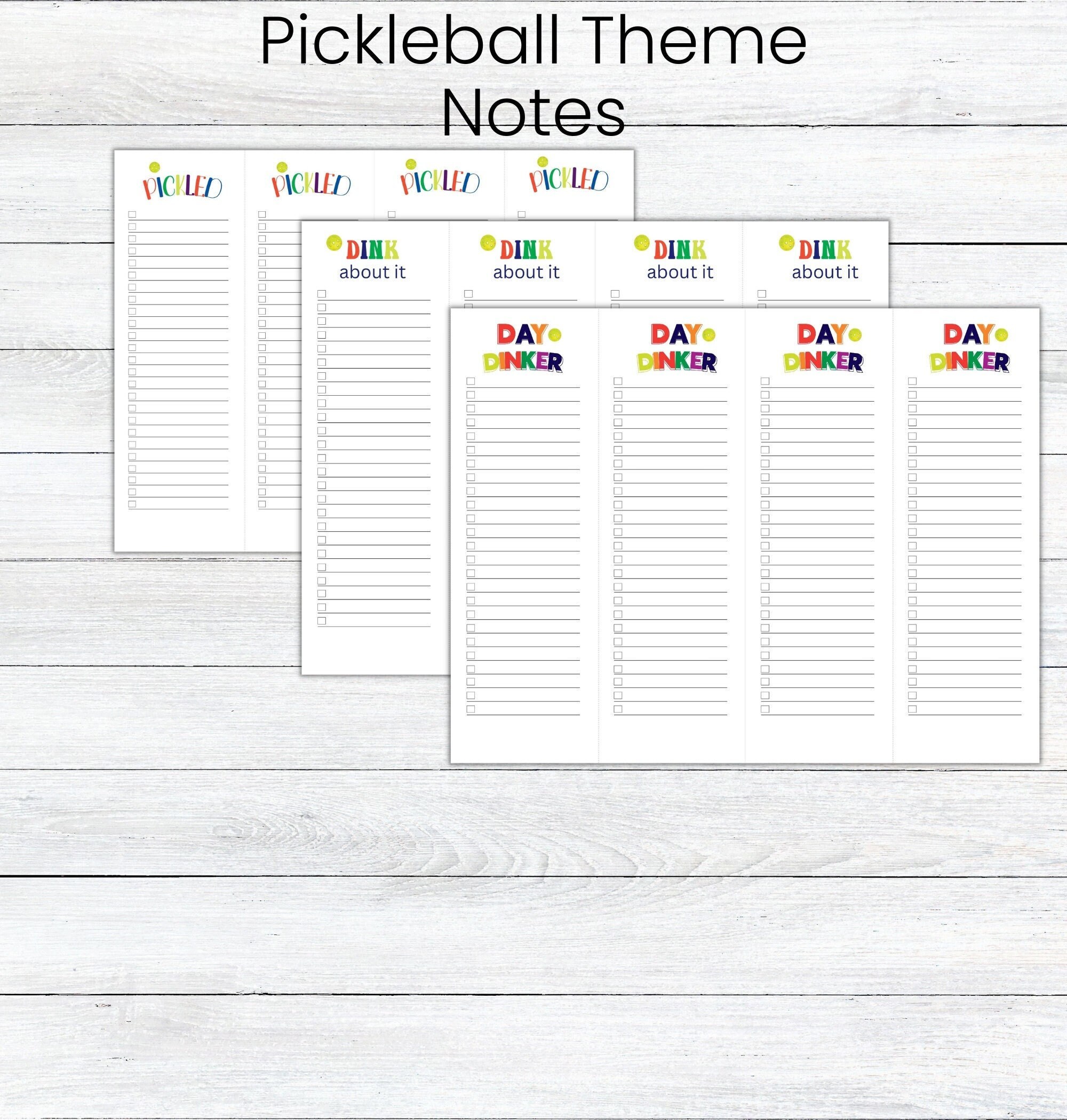 Pickleball Theme Note Pages, Printable Lined Notepaper, Pickleball ...