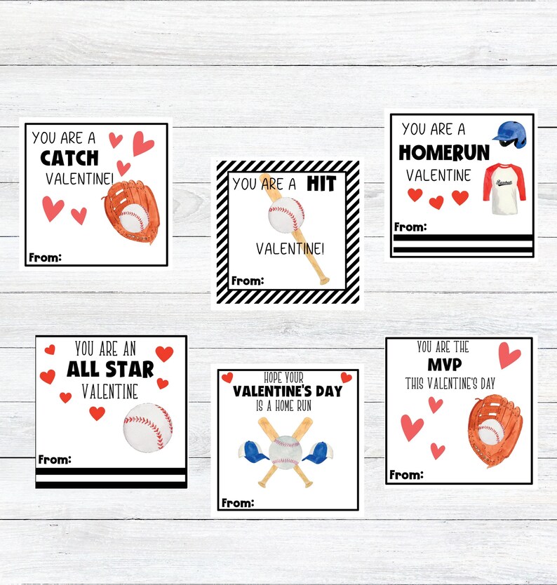 Baseball Valentine Cards Printable Baseball Valentine's - Etsy