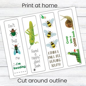 Bug Bookmark Set, Insect Theme Bookmarks for Boys or Girls, Printable ...