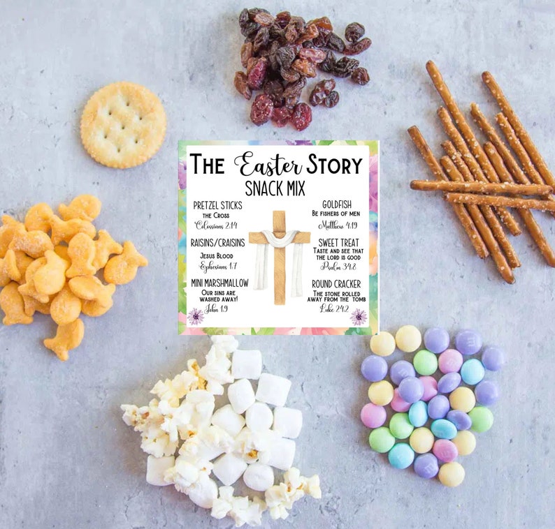 Easter Story Snack Mix Tags, Easter Gift Tag, Sunday School Gift Tag ...