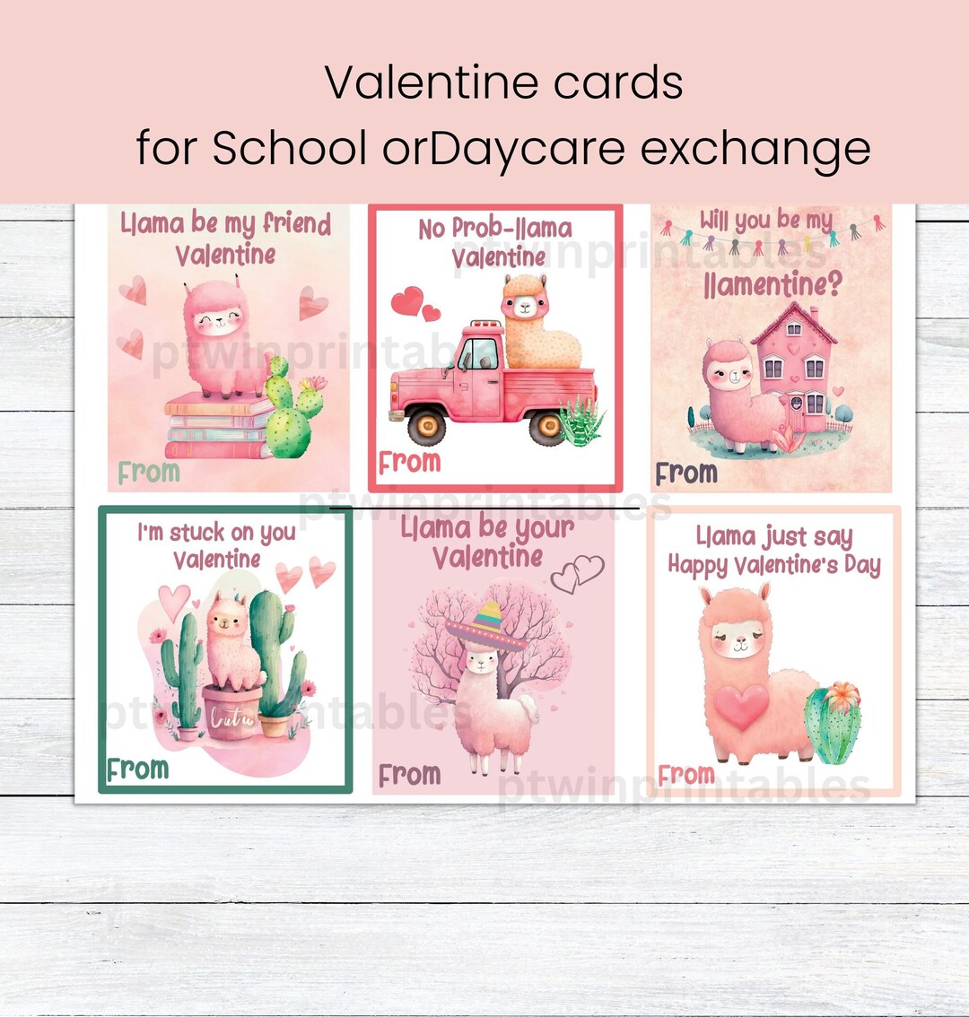Llama Valentines Day Card, Kids Valentine Card, School Valentine Day ...