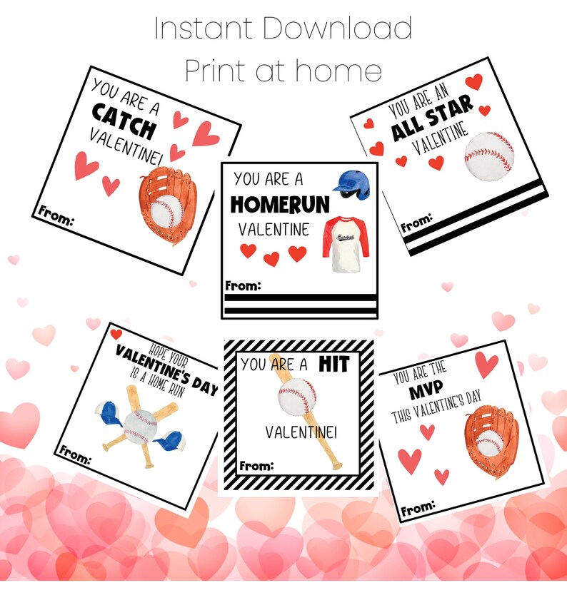 Baseball Valentine Cards Printable, Baseball Valentine's Gift Tag ...