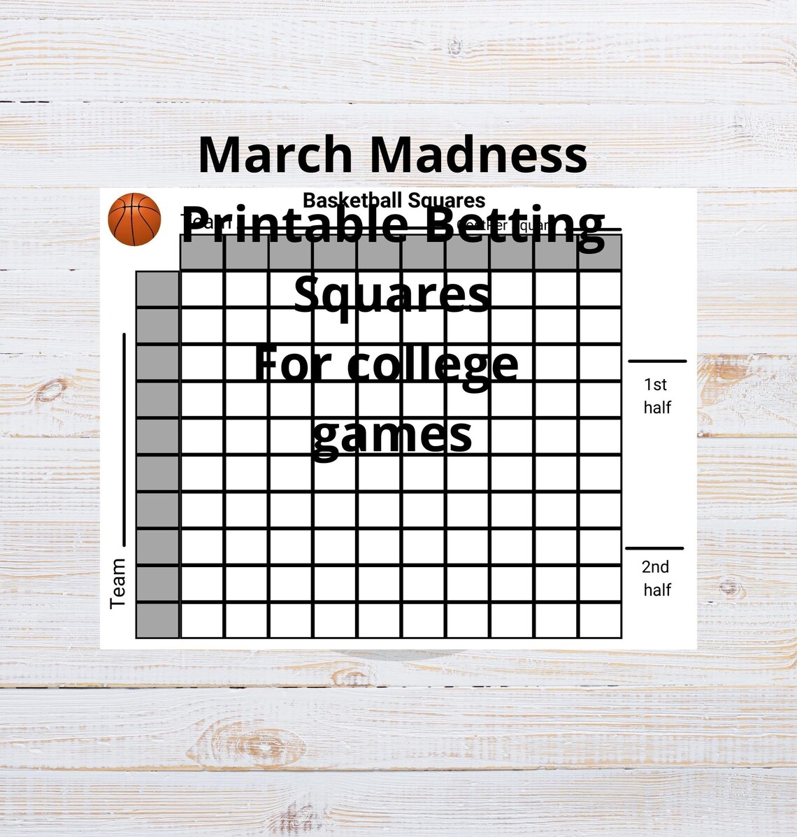 March Basketball Printable Party Game, Basketball Pool, NBA, Basketball ...
