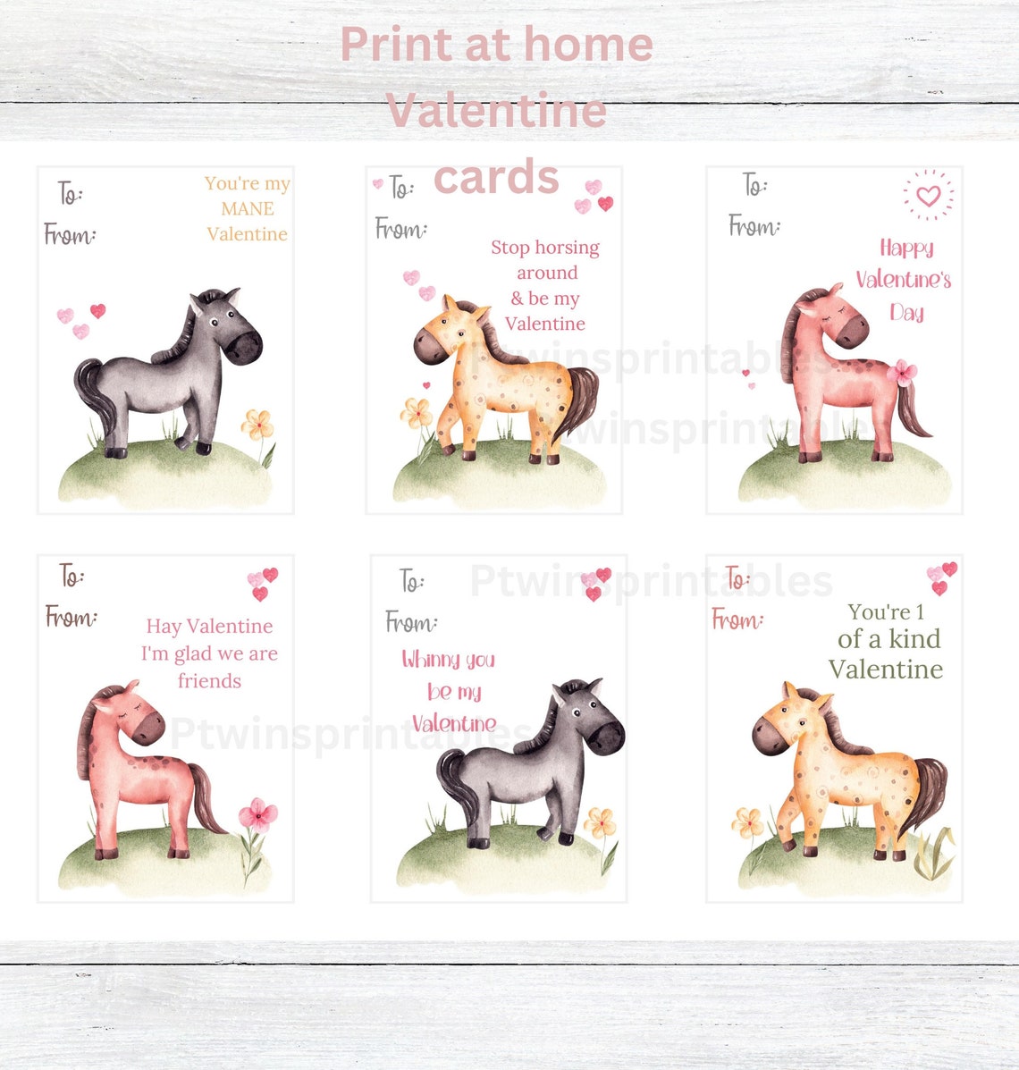 Horse Valentine's Day Cards for School, Printable Pony Valentine's Day ...