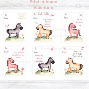 Horse Valentine's Day Cards for School, Printable Pony Valentine's Day ...