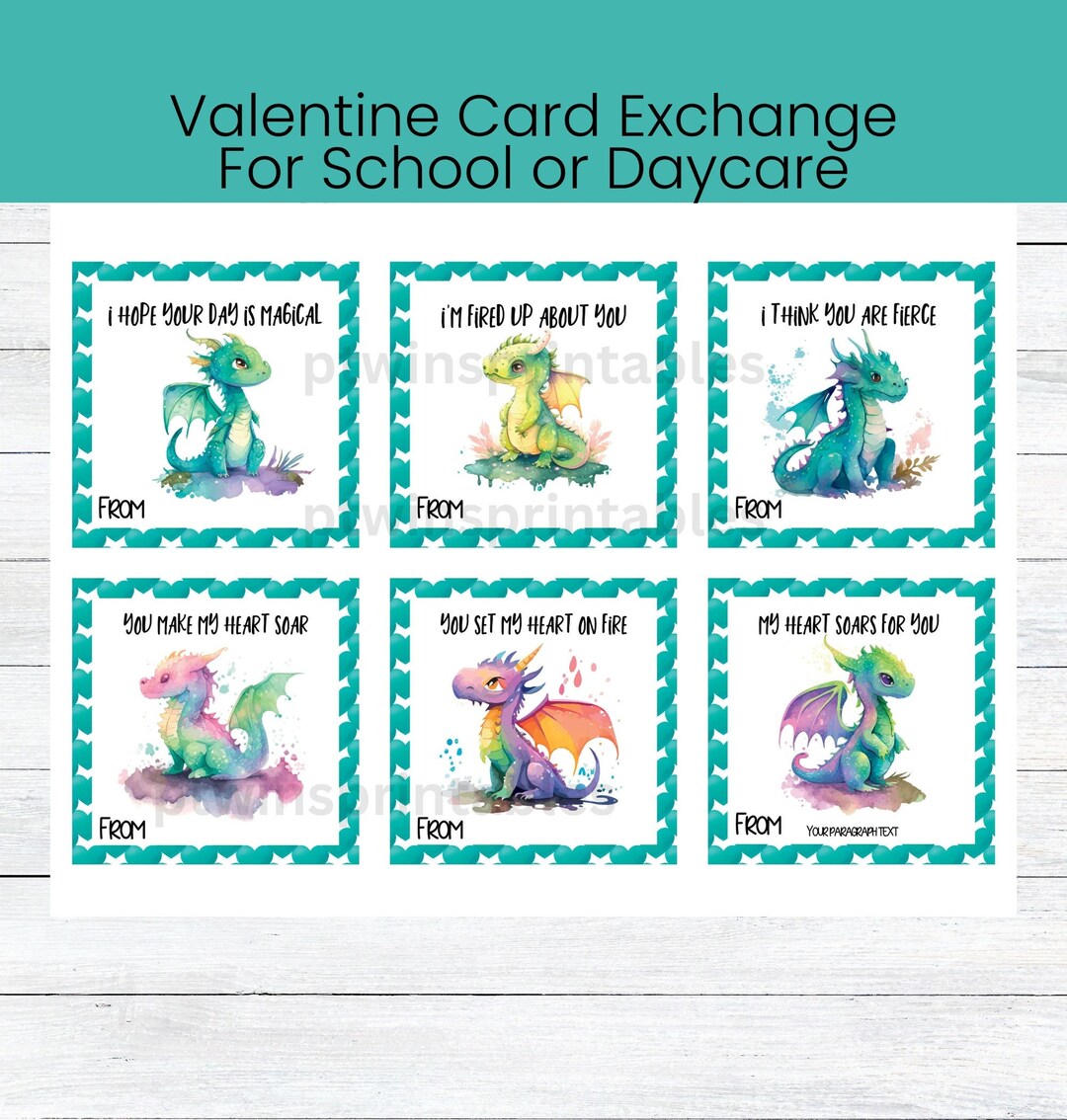 Dragon Valentine Card, Dragon Valentine Printable, Dragon Valentine Tag ...
