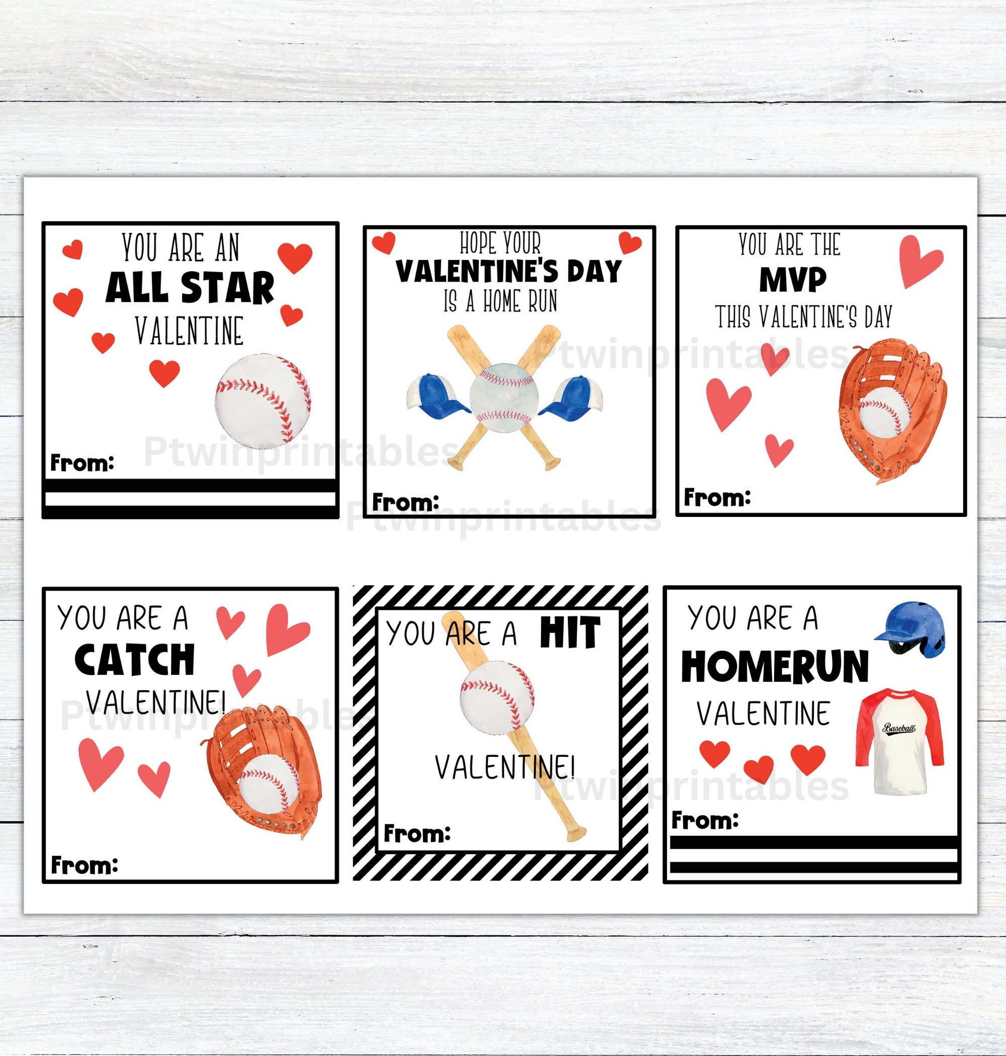 Baseball Valentine Cards Printable, Baseball Valentine's Gift Tag ...