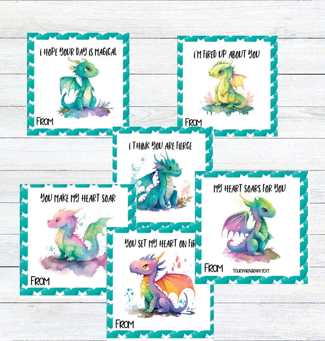 Dragon Valentine Card, Dragon Valentine Printable, Dragon Valentine Tag ...