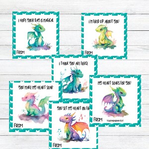 Dragon Valentine Card, Dragon Valentine Printable, Dragon Valentine Tag ...