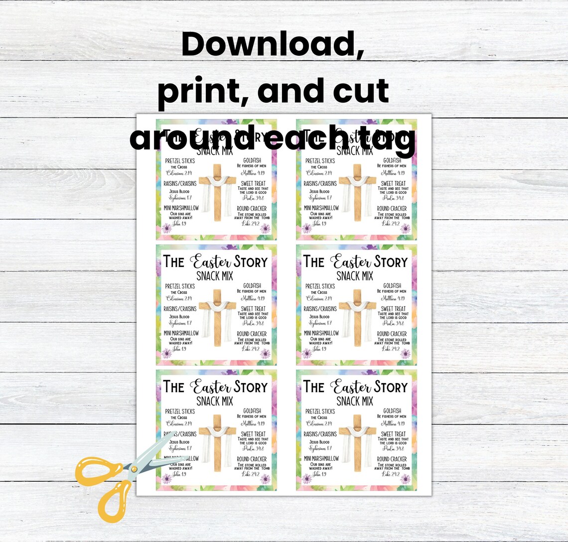 Easter Story Snack Mix Tags, Easter Gift Tag, Sunday School Gift Tag ...