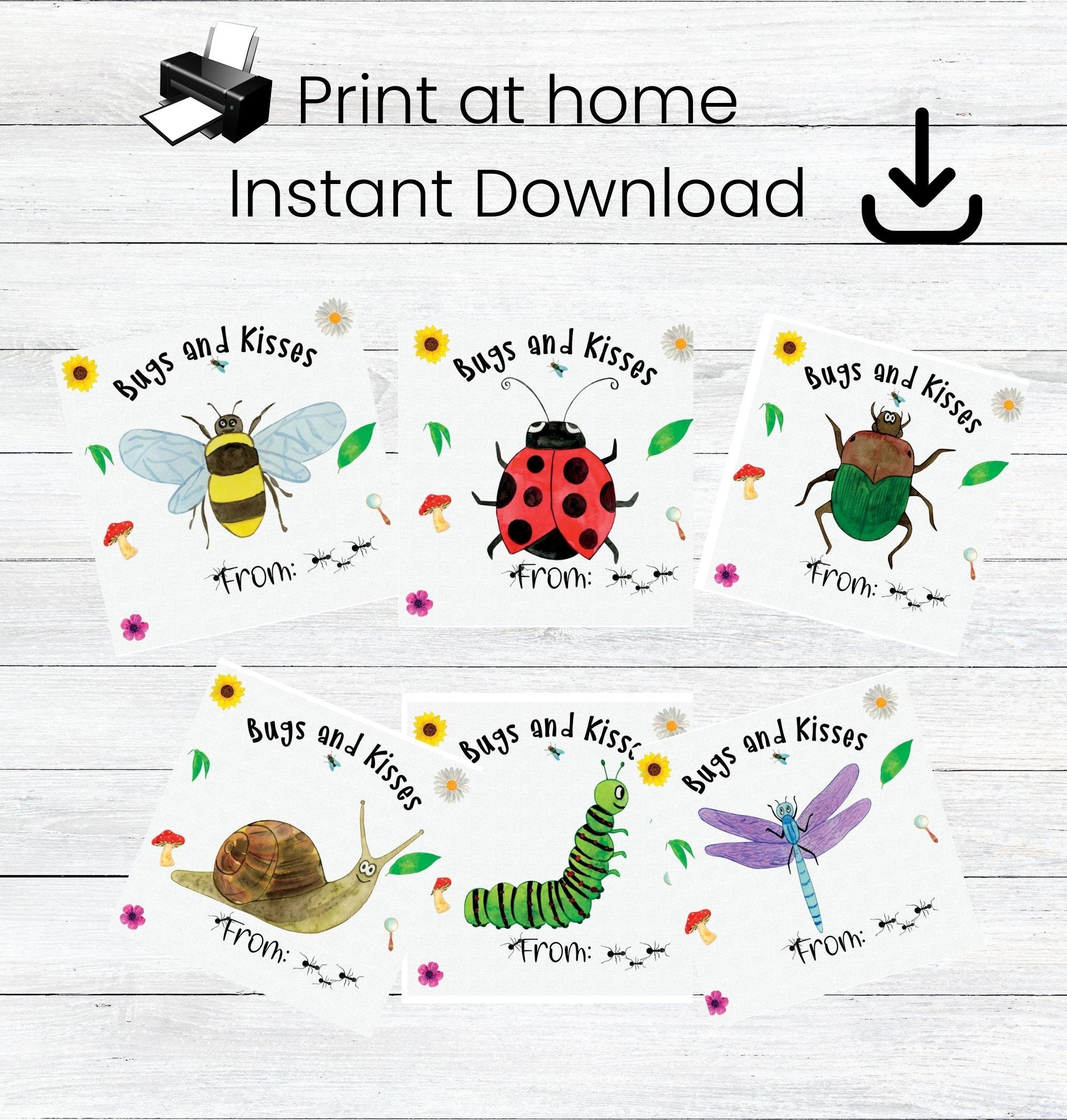 Printable Bugs Valentines, Boys Printable Valentines, Classroom ...