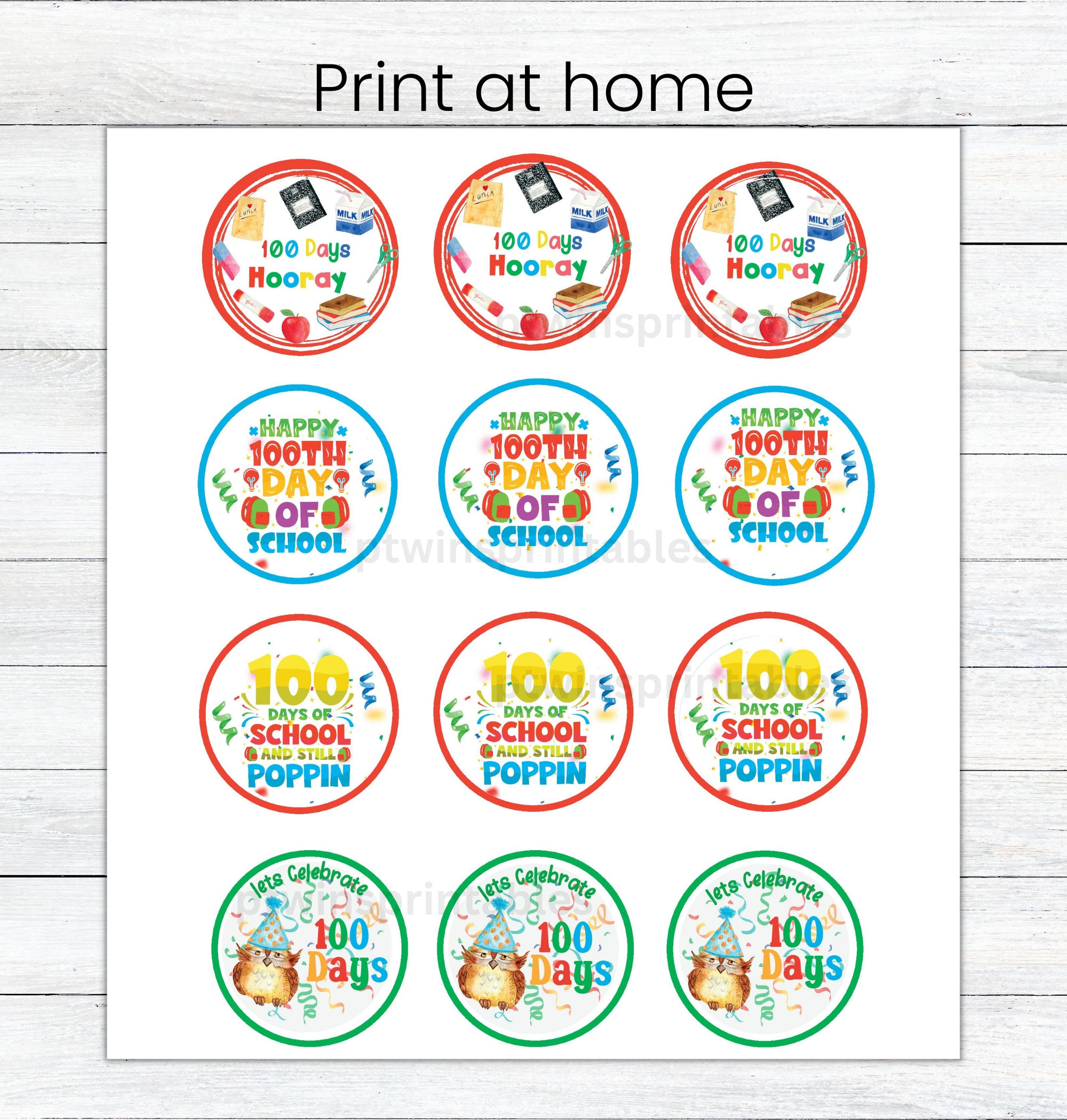100th Day School Cupcake Toppers, 100th Day of School Celebration ...