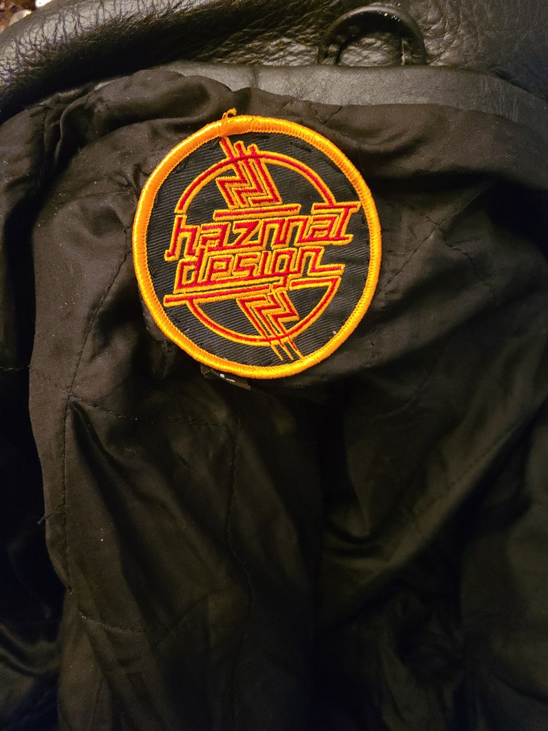 Vintage Studded Hazmat Design Leather Motorcycle Jacket - Etsy