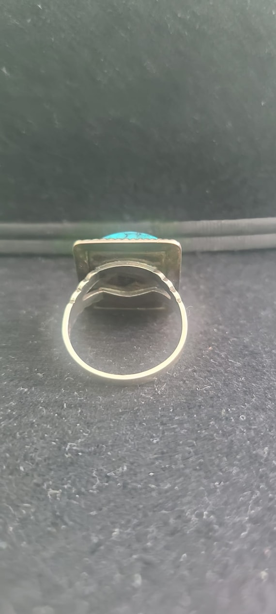 Vintage Carved Turquoise Alien Ring - Gem