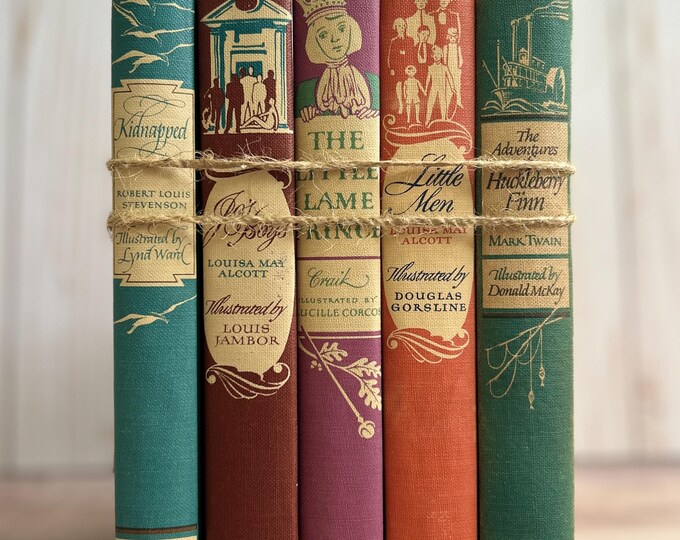 Vintage Children's Book Set Classic Literature 1940s Kid's Room Decor ...