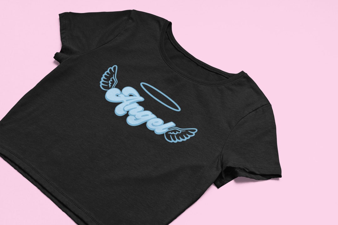 Angel Crop Top | Flowy Crop Top | Y2K Clothing | Trendy Top | Graphic ...