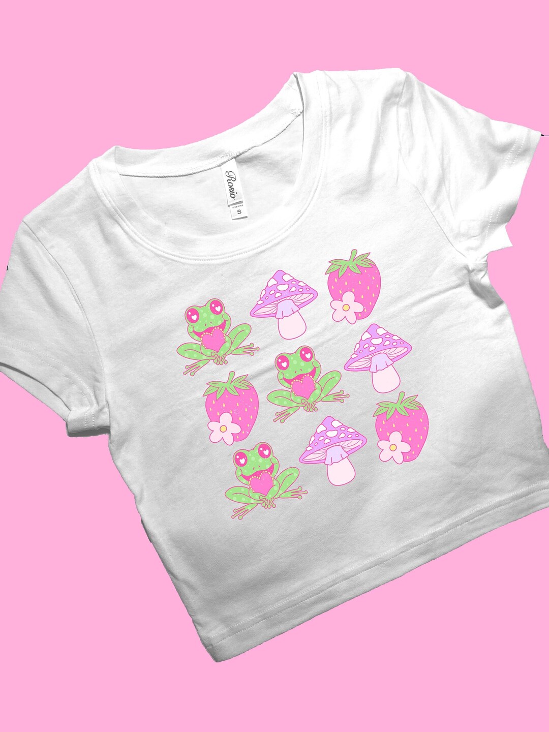 Strawberry Frog Crop Top Graphic Top Cute Frog Tee Gift for Her Y2K ...