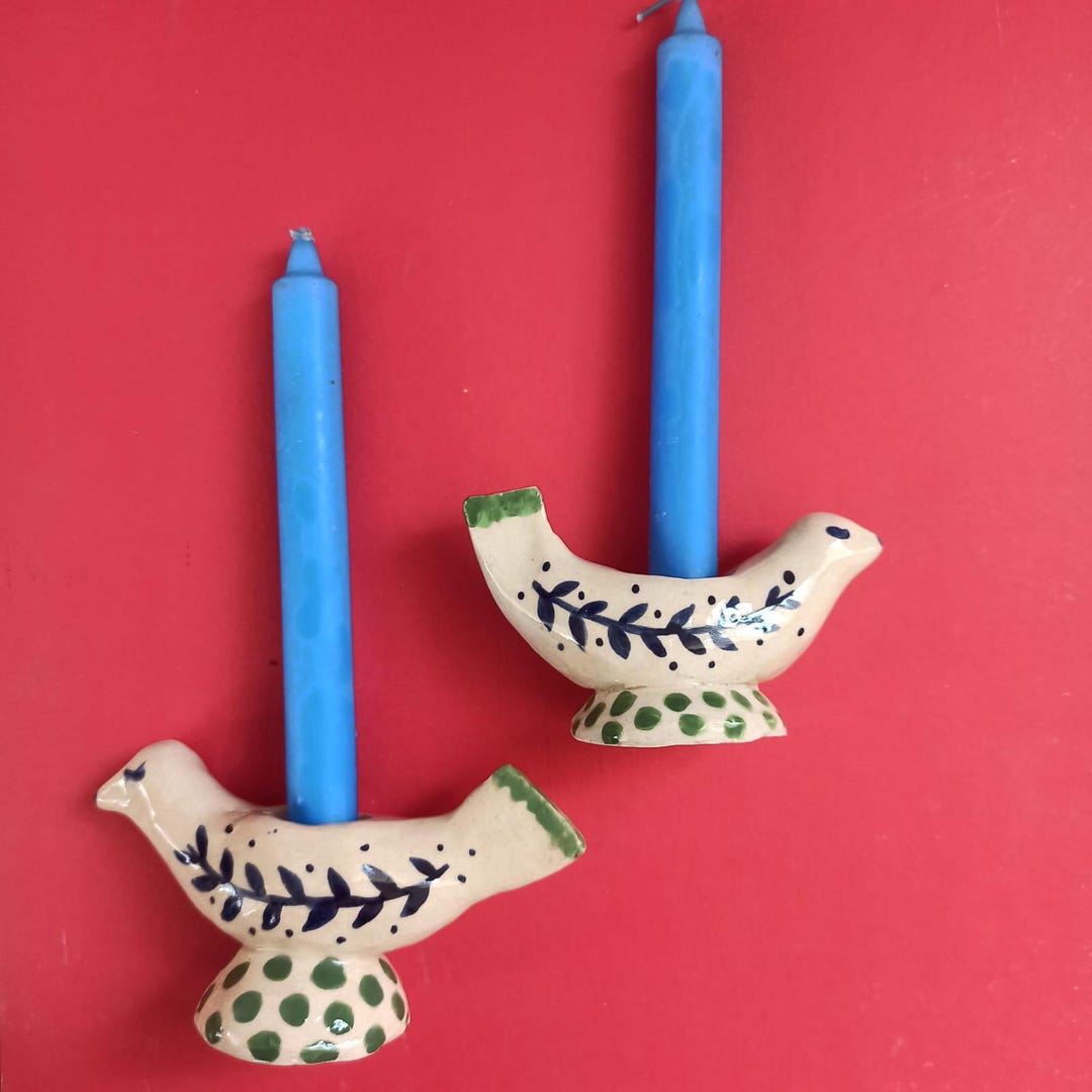 Set of 2 Bird Candlesticks, Ceramic Candle Holder, Ceramic Statue - Etsy