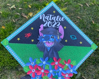 Hand Painted Stitch Theme Graduation Cap Topper - Etsy
