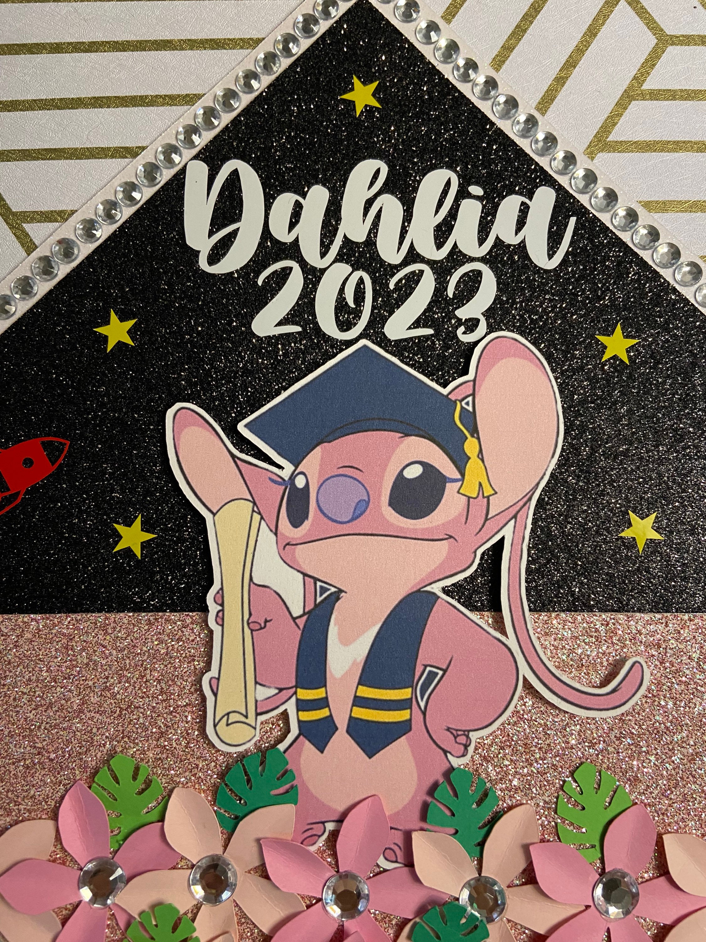 Stitch Angel Graduation Cap Topper Pink High School Middle School ...