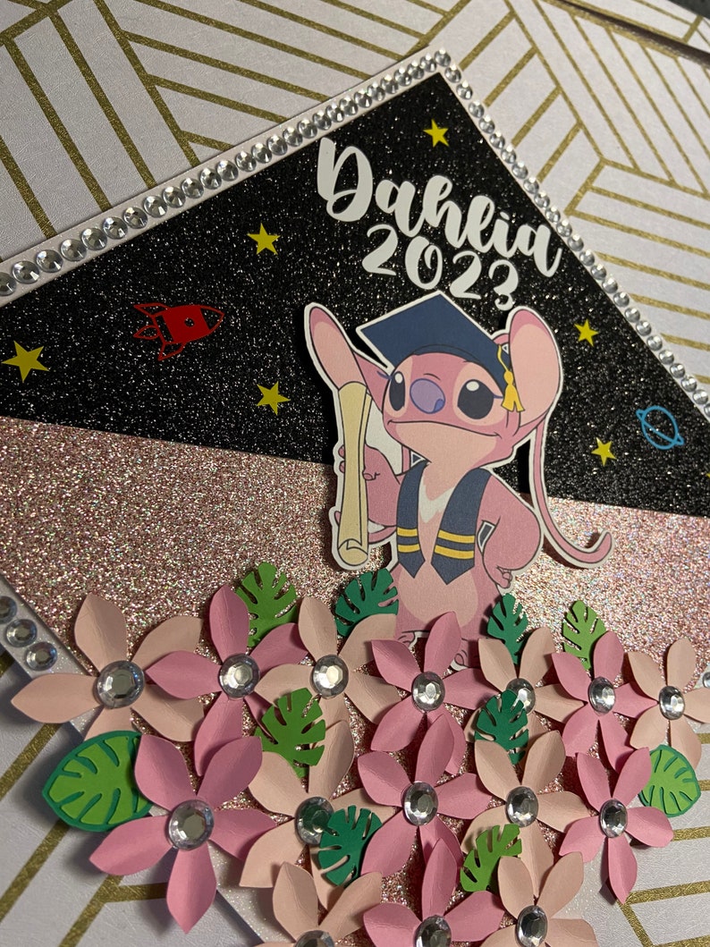 Stitch | Angel Graduation Cap Topper | Pink | High School | Middle ...
