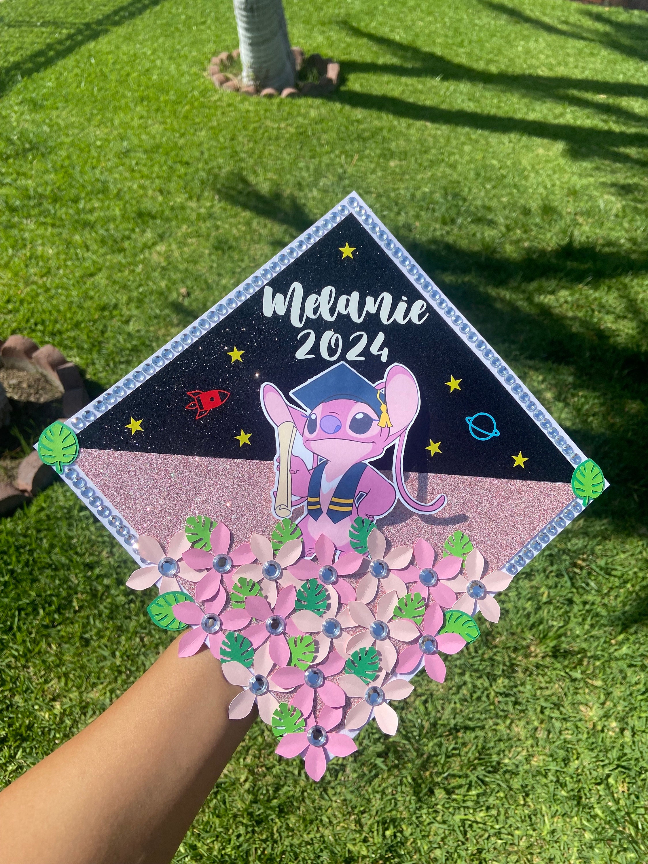 Stitch | Angel Graduation Cap Topper | Pink | High School | Middle ...