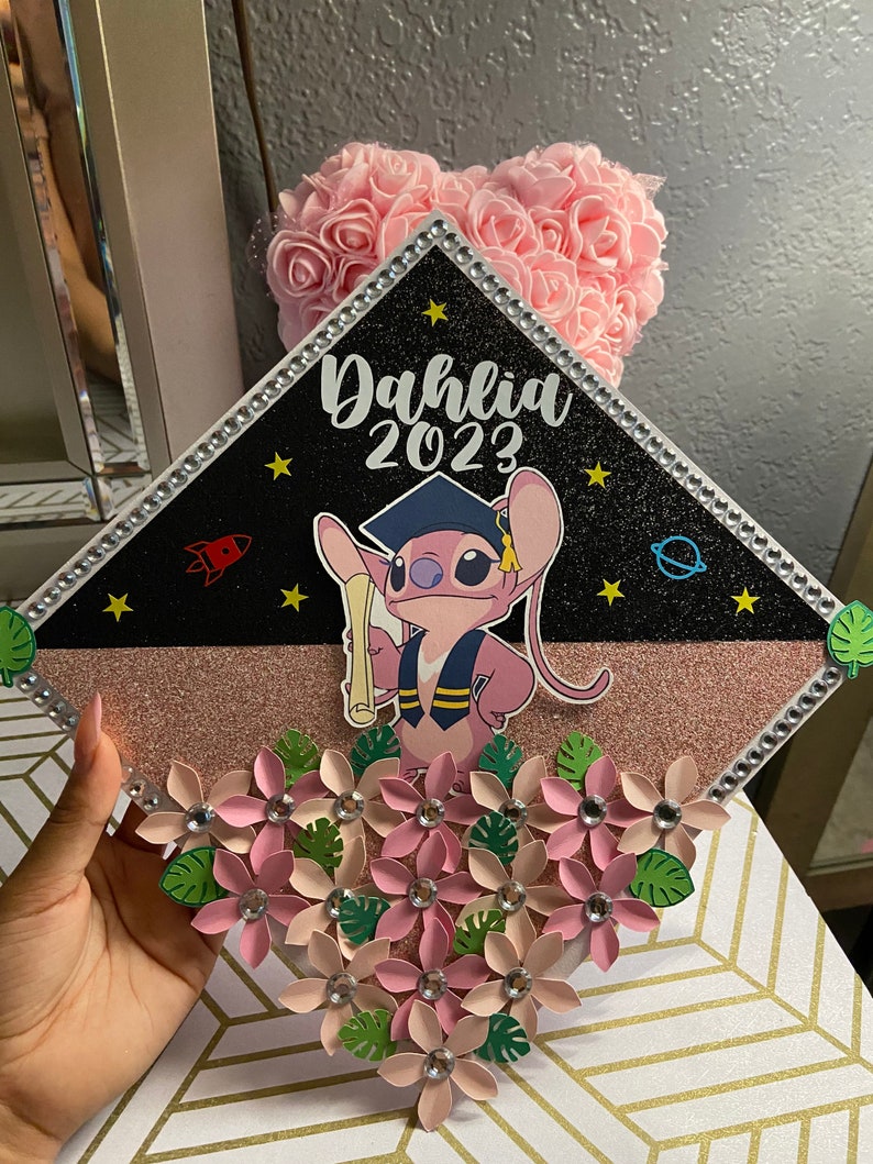 Stitch | Angel Graduation Cap Topper | Pink | High School | Middle ...