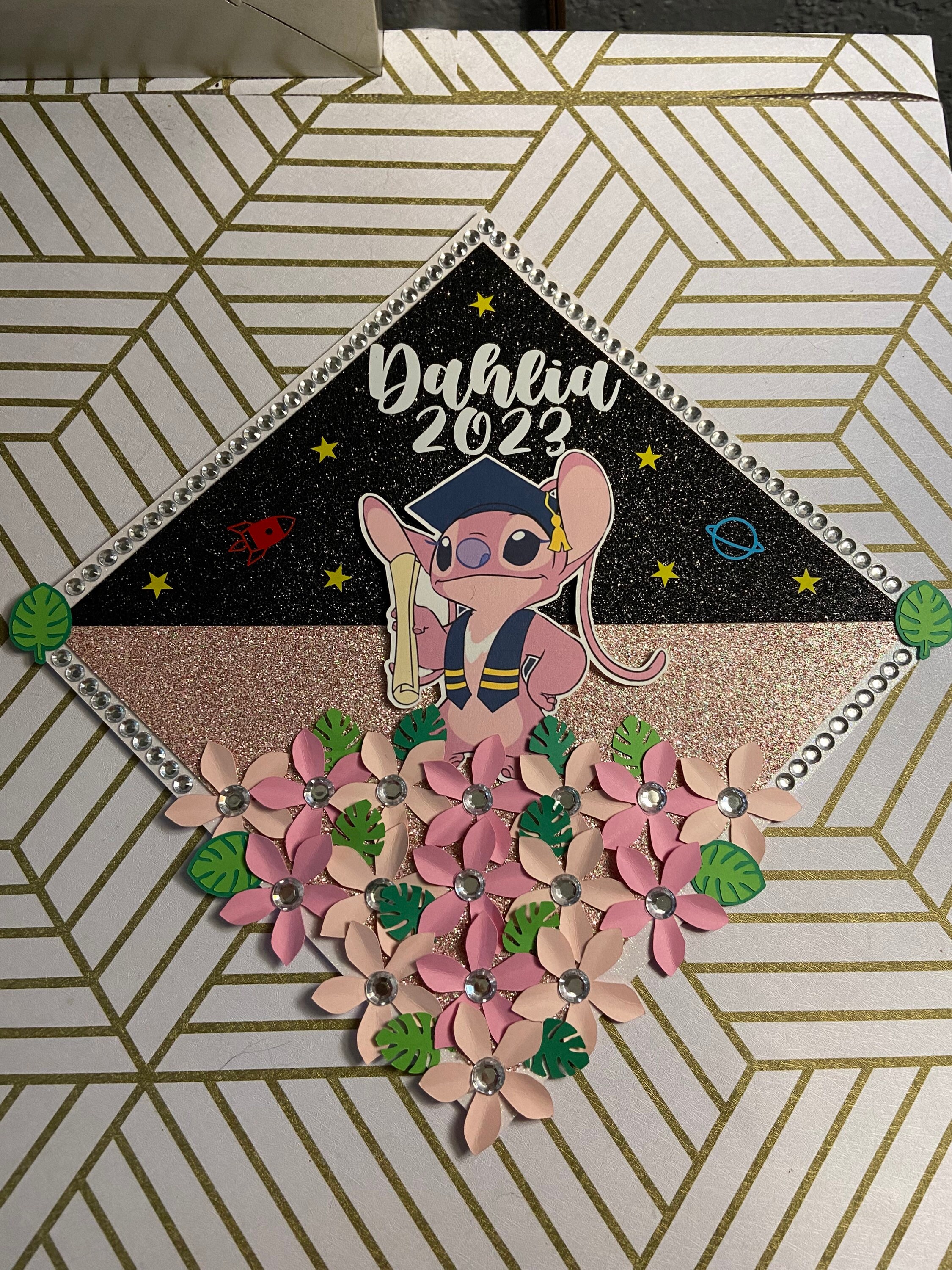 Stitch Angel Graduation Cap Topper Pink High School Middle School ...