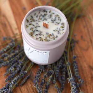 Lavender Soy Wax Candle Relaxing Candle Spa Candle Wood Wick Candle Lavender Scented Candle ...