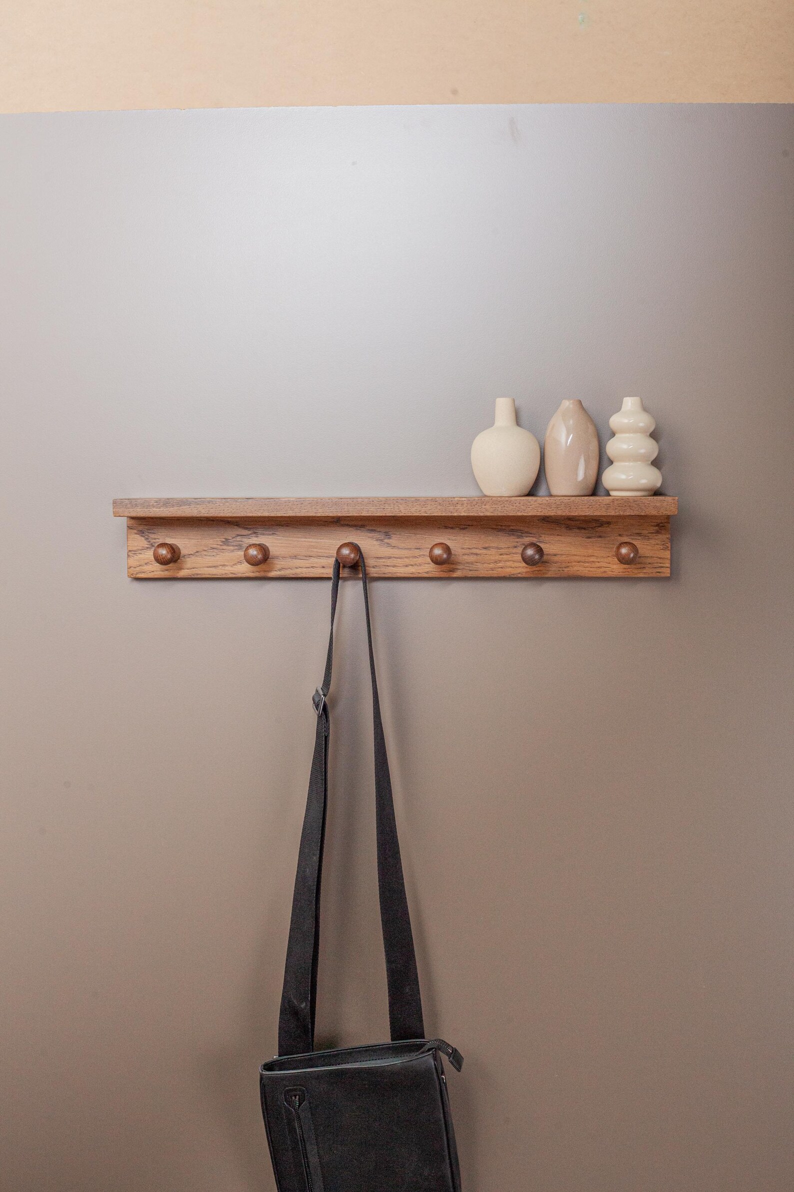 Oak Warm Dark Shelf, Rustic Hallway Grab Hanger, Kindergarten Clothes ...