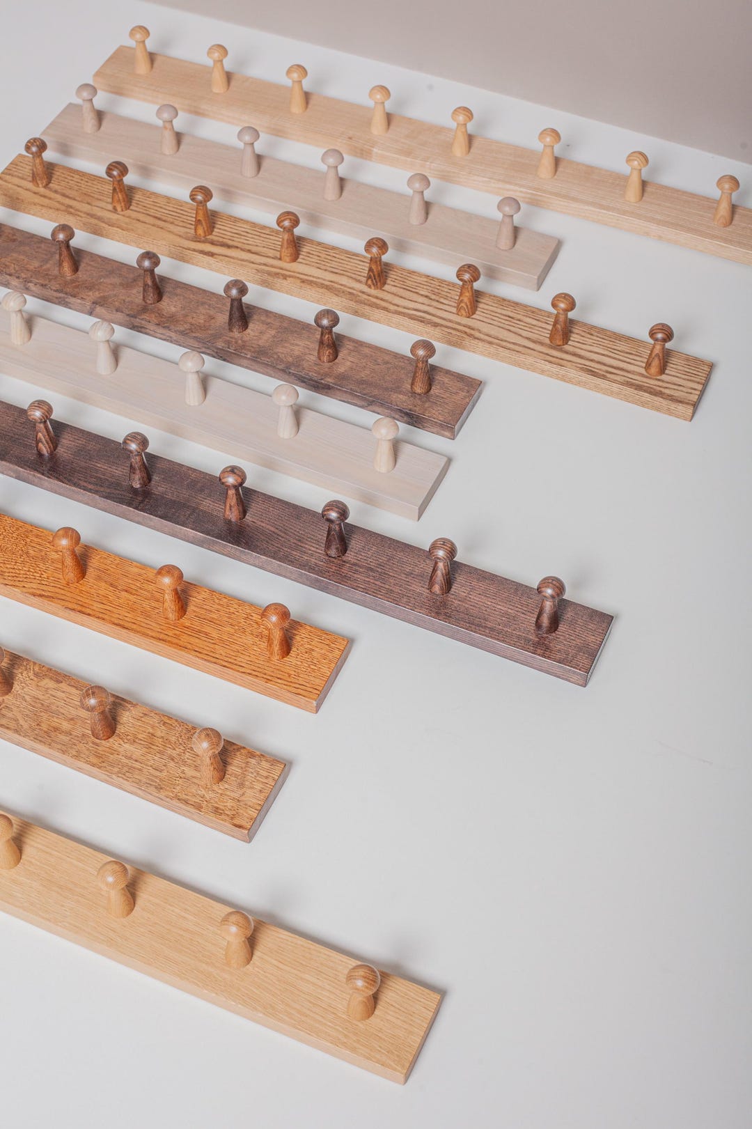 Solid Oak Wall Bar, Handcrafted Wood Rail, Minimalist Scandi Peg ...