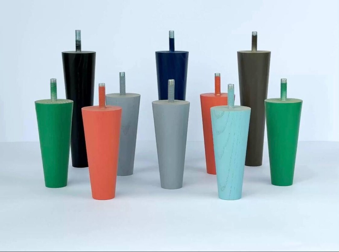 Minimalist Small Colored Furniture Legs, Turned Drawer Leg, Bedside ...