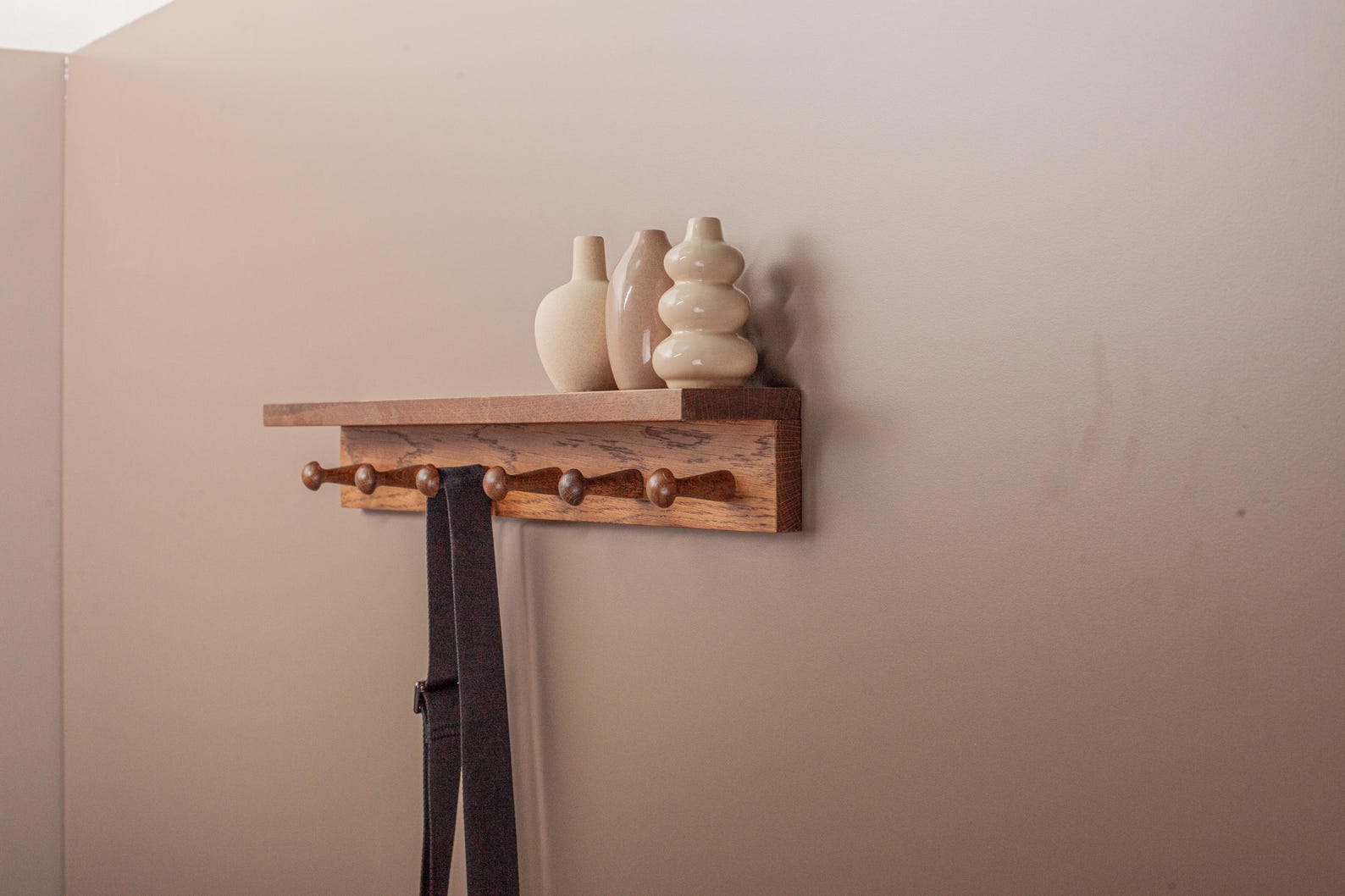 Oak Warm Dark Shelf, Rustic Hallway Grab Hanger, Kindergarten Clothes ...