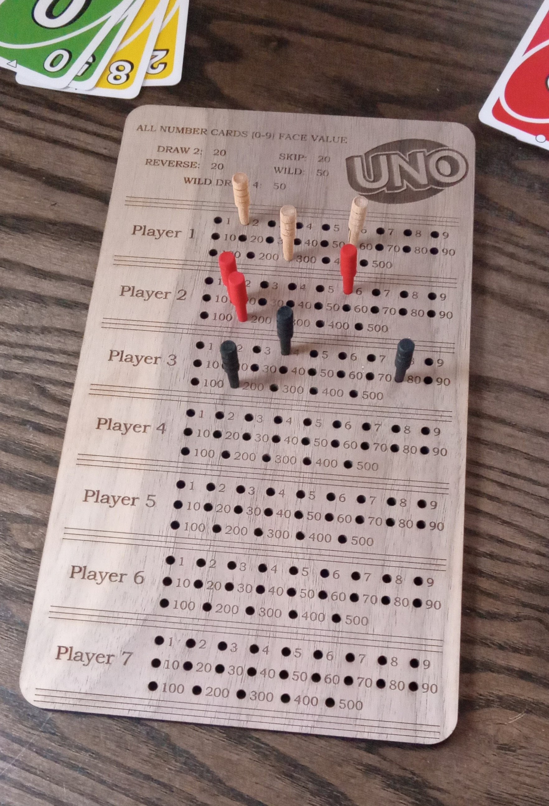 Uno Score Card Walnut Laser Engraved - Etsy