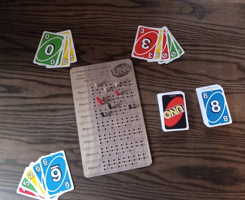Uno Score Card Walnut Laser Engraved - Etsy
