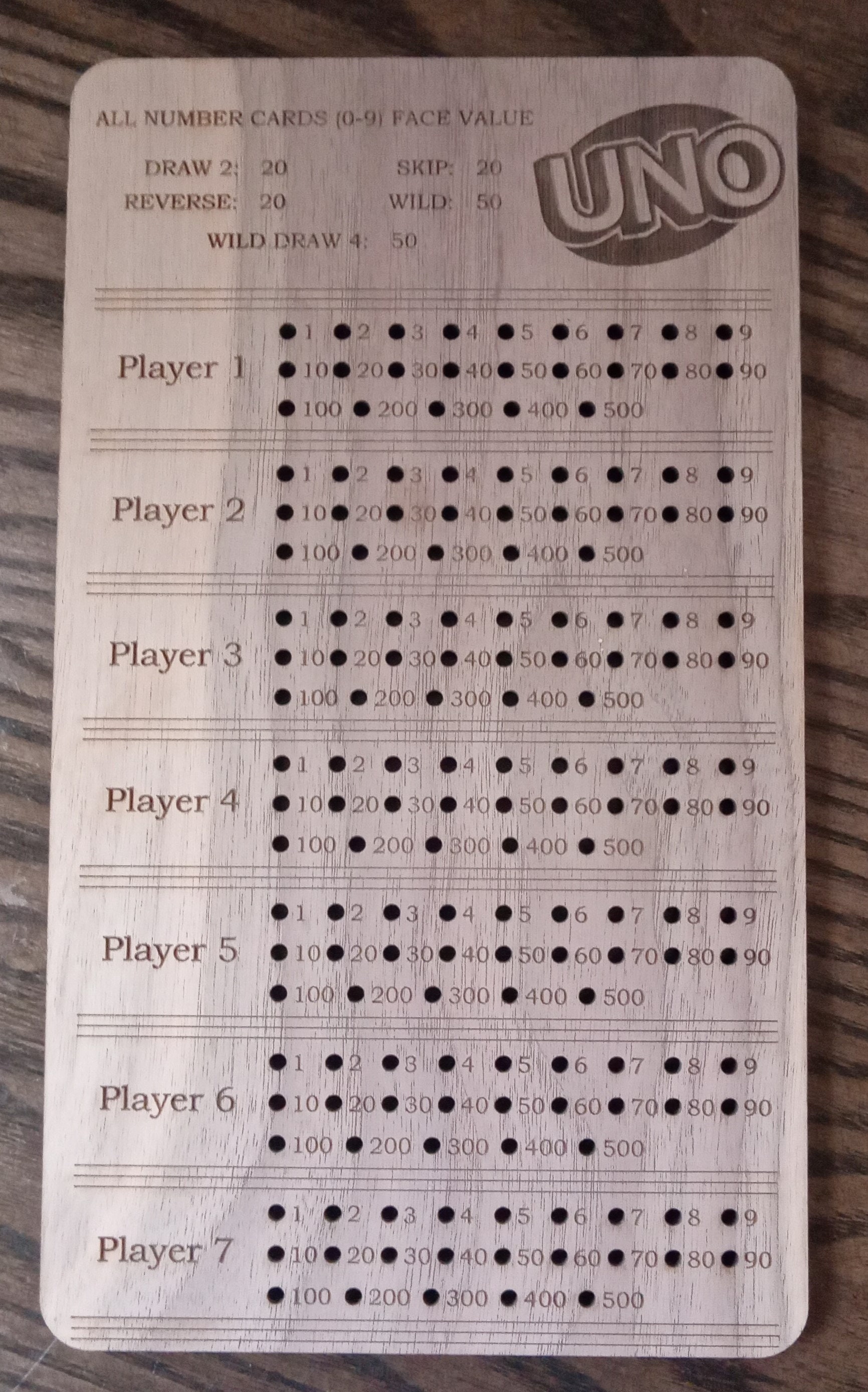 Uno Score Card Walnut Laser Engraved - Etsy