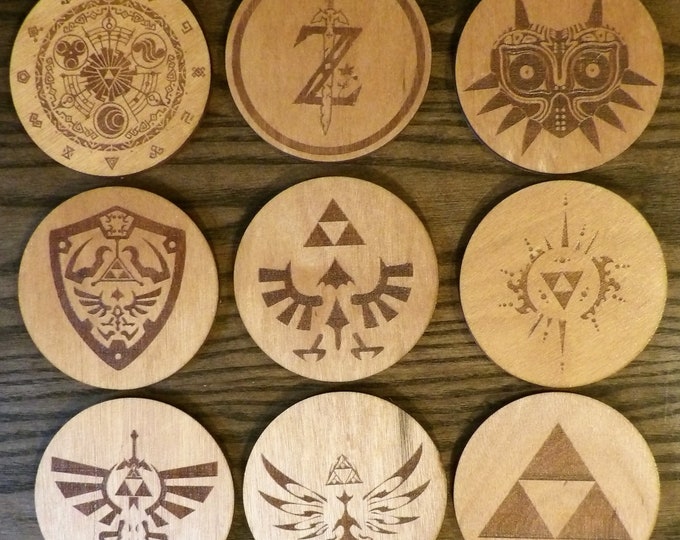Zelda Medallion Coaster Set - Set of 6 - With Triforce Holder - 3D ...