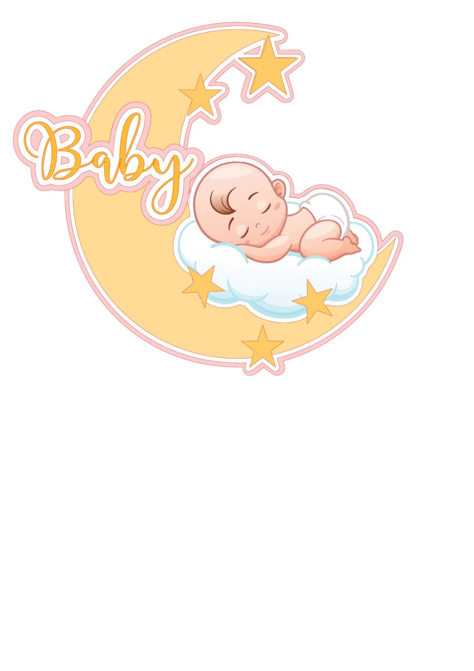 Baby in Moon Cake Topper | Silhouette Studio | Instant Download | PDF ...