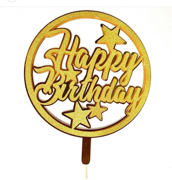 Happy Birthday Round Cake Topper Silhouette Studio Instant | Etsy