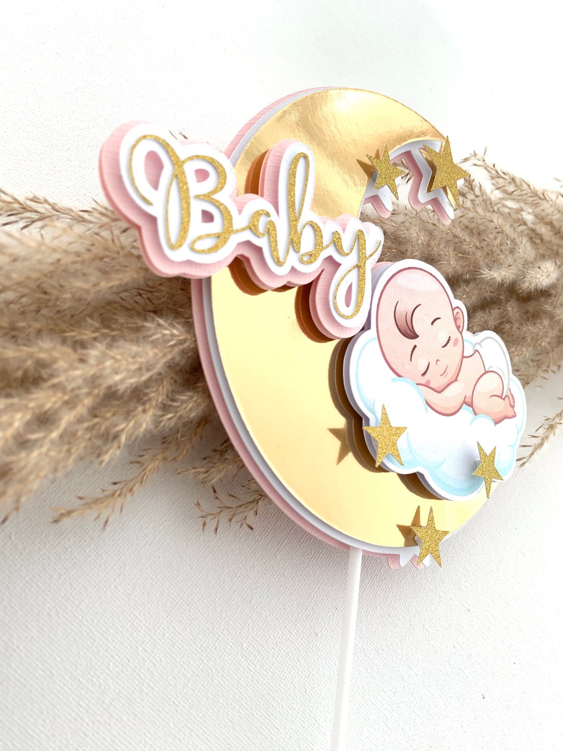 Baby in Moon Cake Topper | Silhouette Studio | Instant Download | PDF ...